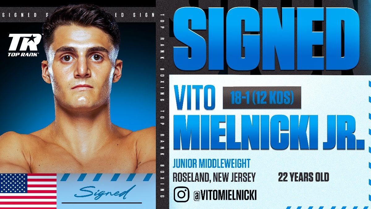 Vito Mielnicki Jr. Inks Long-Term Contract With Top Rank.
